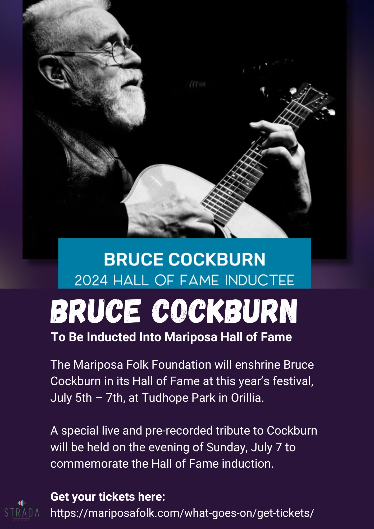Bruce Cockburn - Mariposa Hall of Fame!